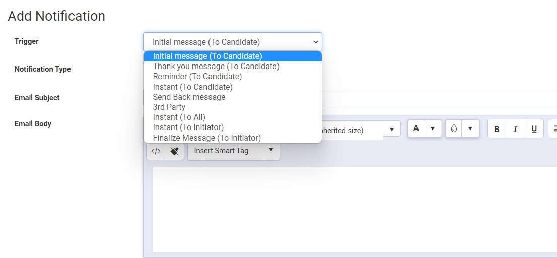 Notification types Notification types